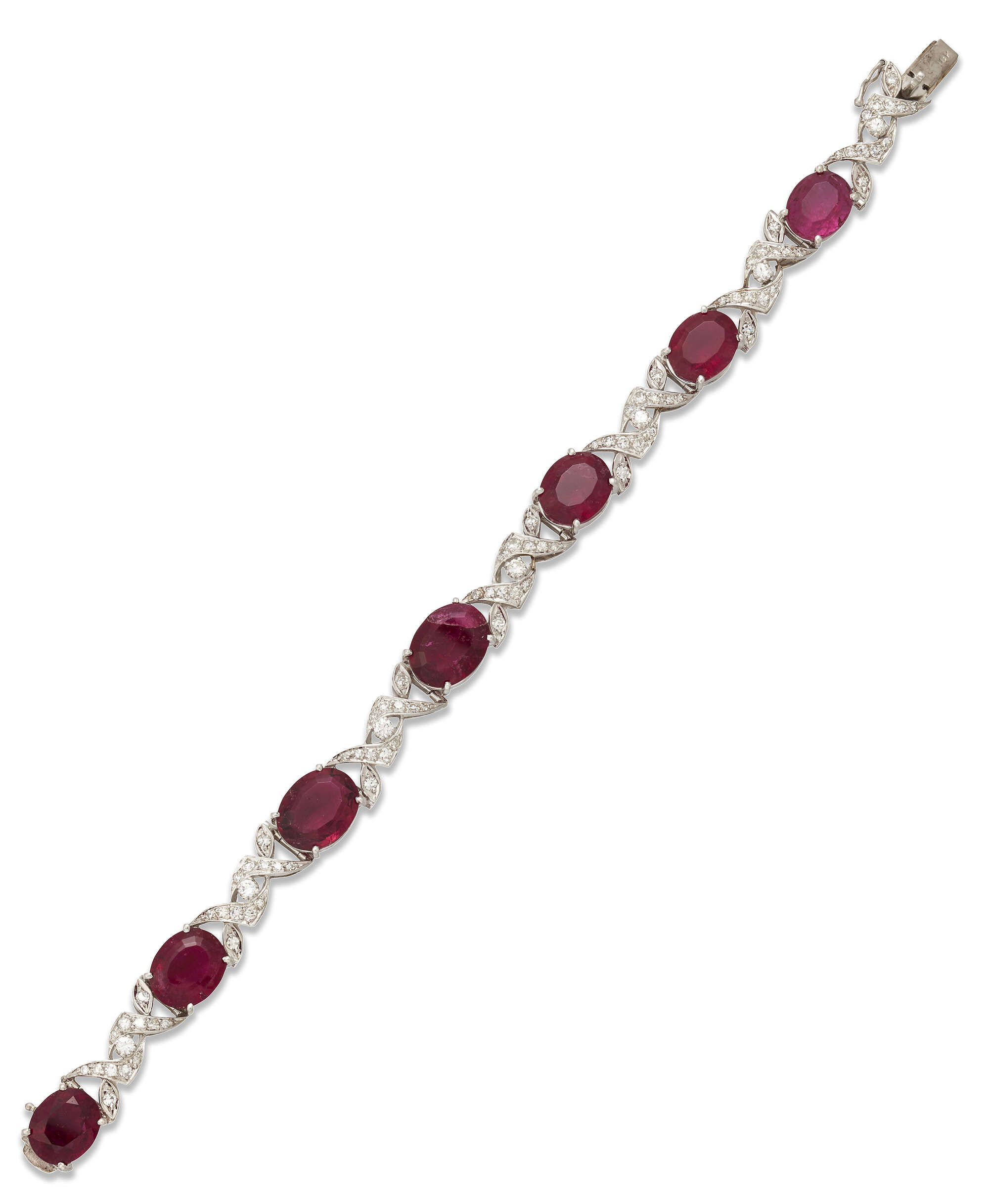 Roseberys London | A rubellite and diamond bracelet, 1950s, designed as a